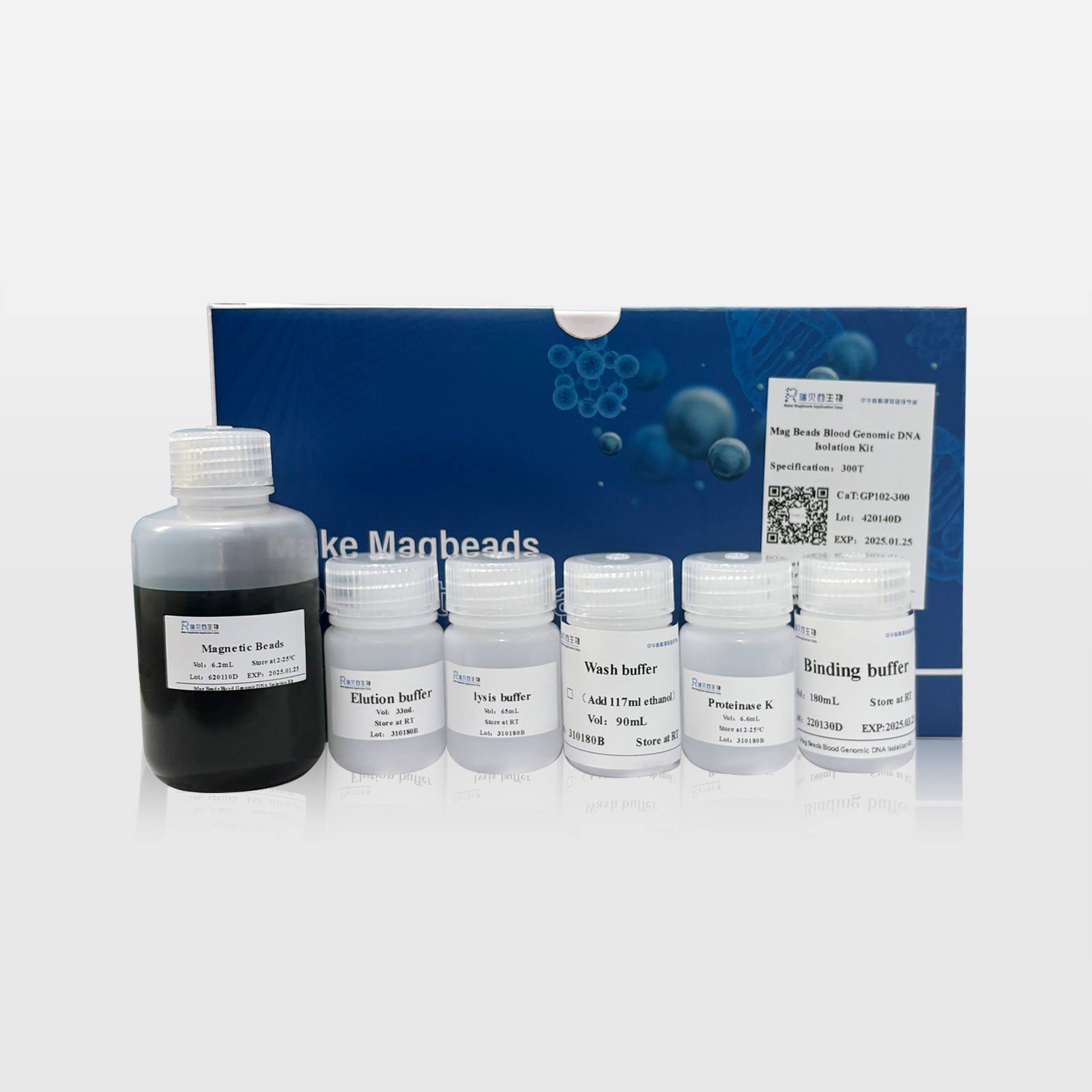 GP102 Mag Beads Blood Genomic DNA Extraction Kit Good Reproducibility